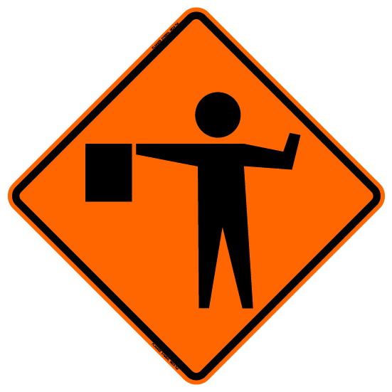 Flagger Symbol W20-7a Work Zone Sign | Bone Safety Signs | DISCO