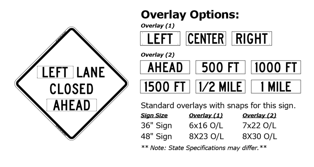 Left Lane Closed Ahead W20-5 Work Zone Sign | Bone Safety Signs | DISCO